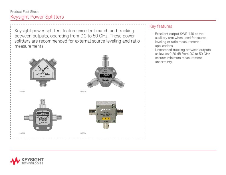 Power Splitters PDF Asset Page | Keysight